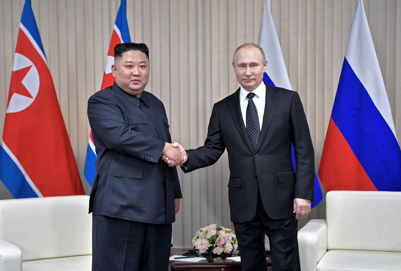 The Latest: Putin, Kim shake hands before start of talks