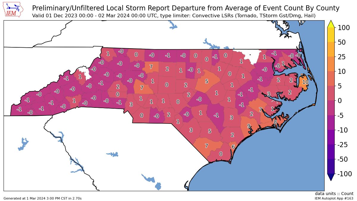 Meteorologial winter summary for North Carolina