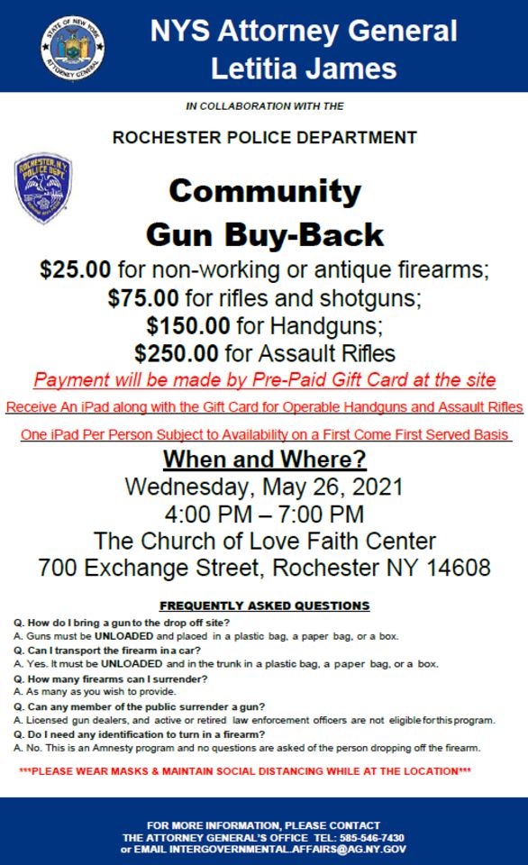 NY AG Office, RPD team up for gun buy back event