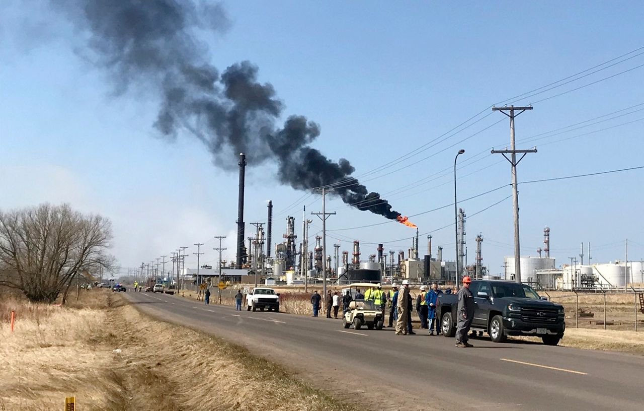The Latest: Evacuation order lifted following refinery fire