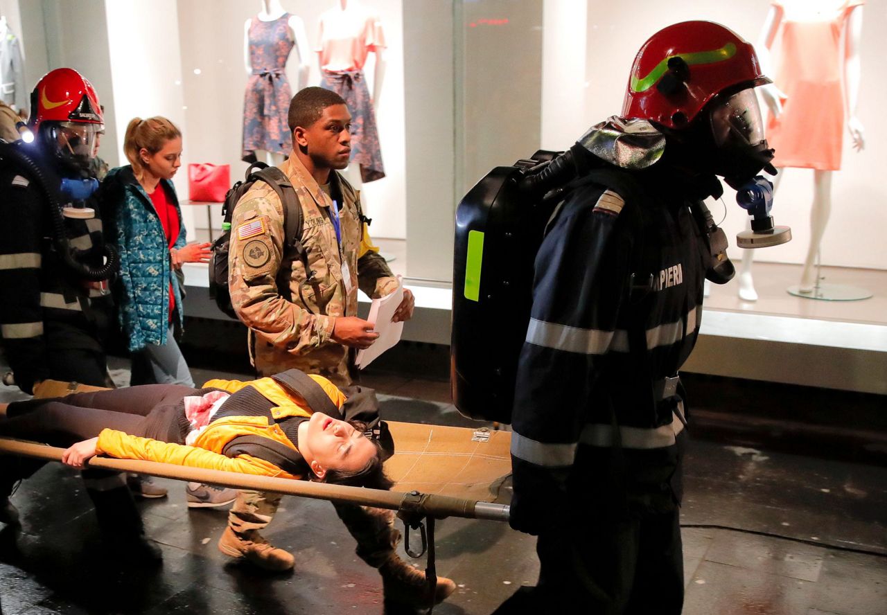 Simulated subway attack in Romania for NATO medical exercise