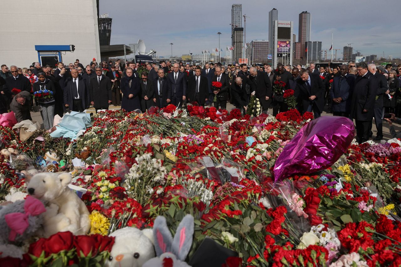Ambassadors lay flowers at site of Moscow concert hall massacre