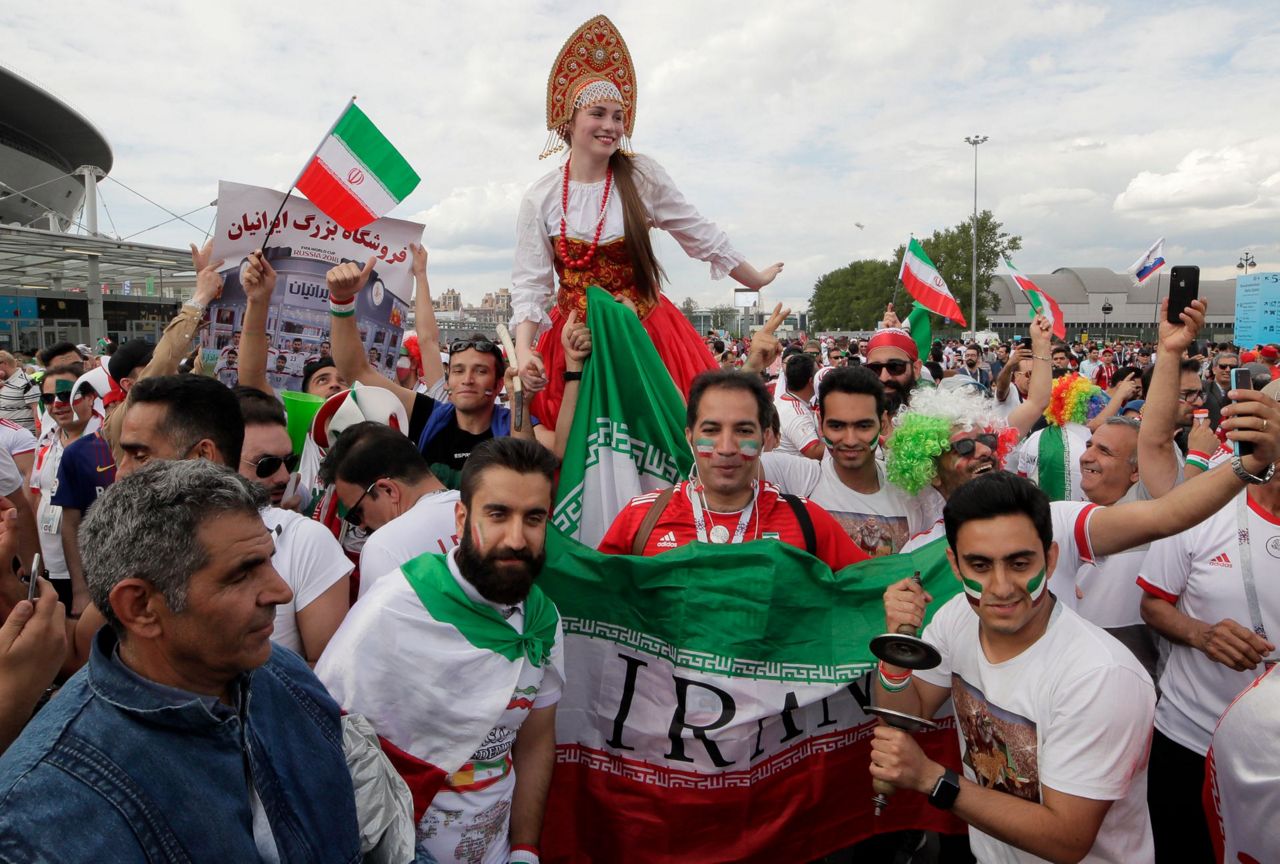 Iran fans unfurl banner at World Cup in support of women