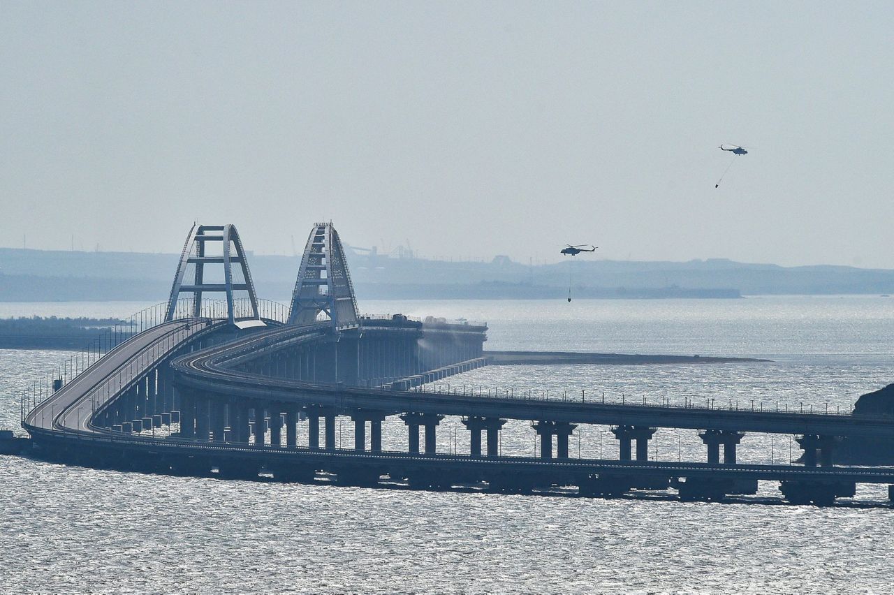 Large fire reported on key bridge linking Russia to Crimea