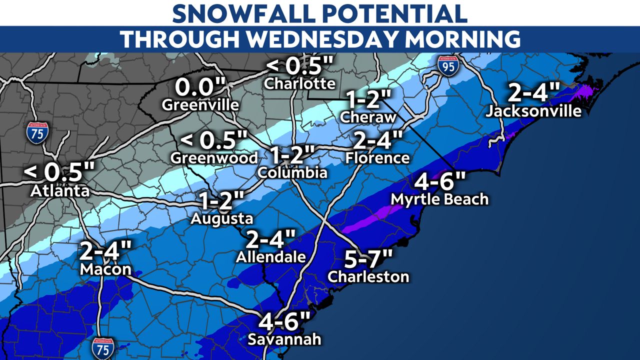 Winter Storm South Carolina Snow Forecast