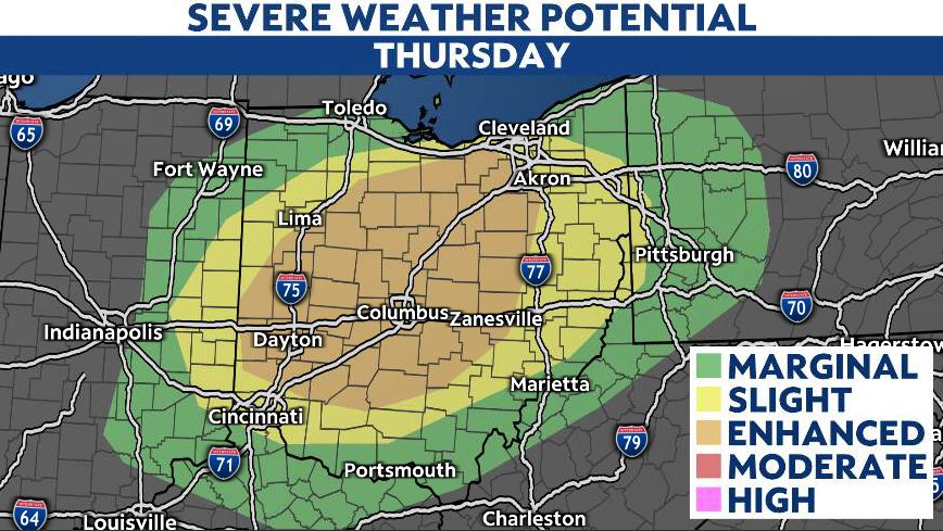 Late-Thursday severe storm chance increases