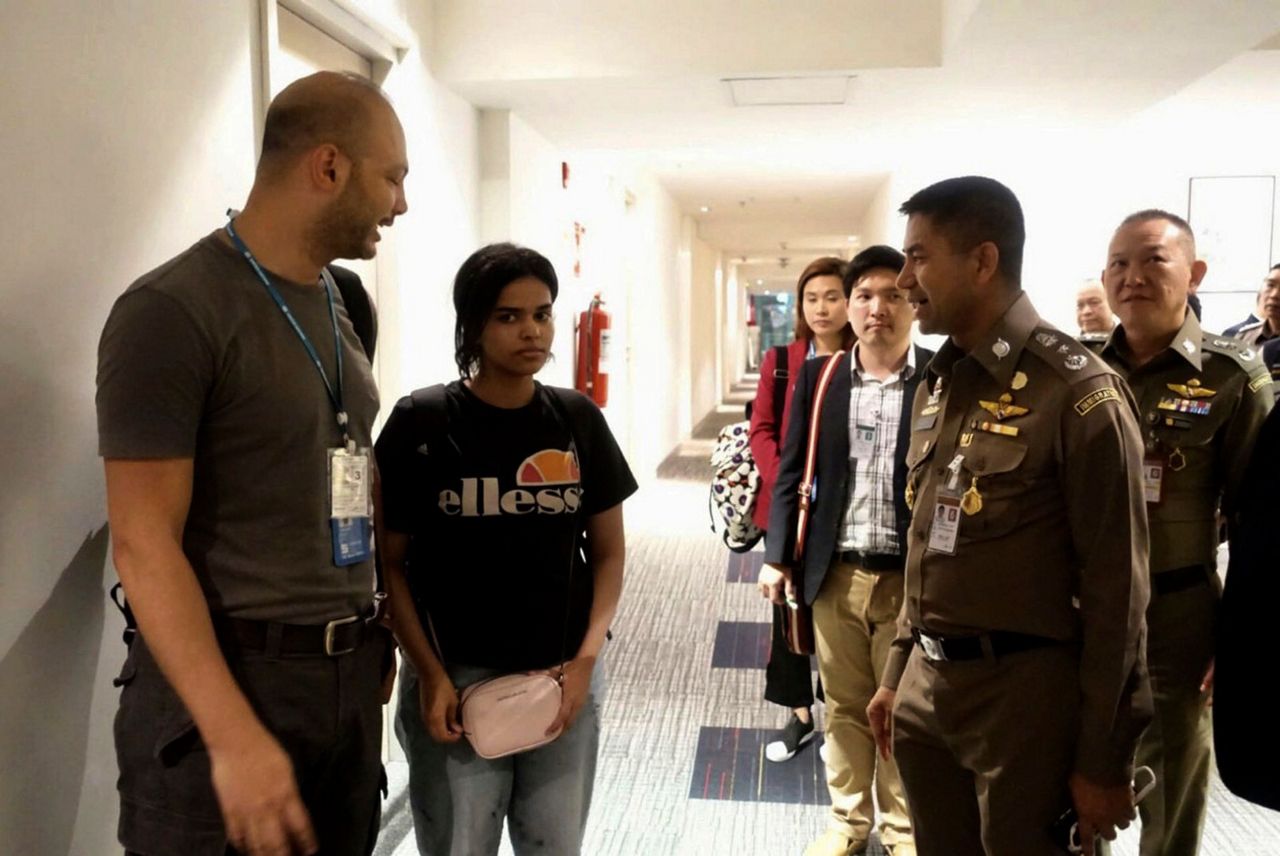 Saudi woman seeking asylum barricades herself in Thailand