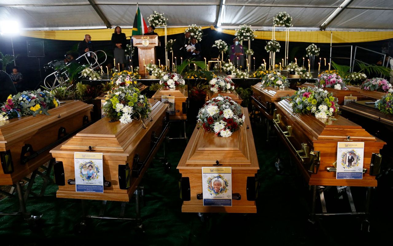 South Africa holds funeral for 21 teens who died in tavern
