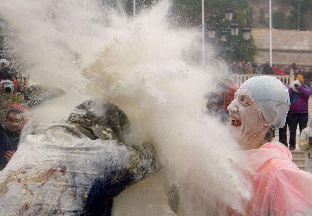 Food fight: Festival in Spain holds a flour-and-egg battle