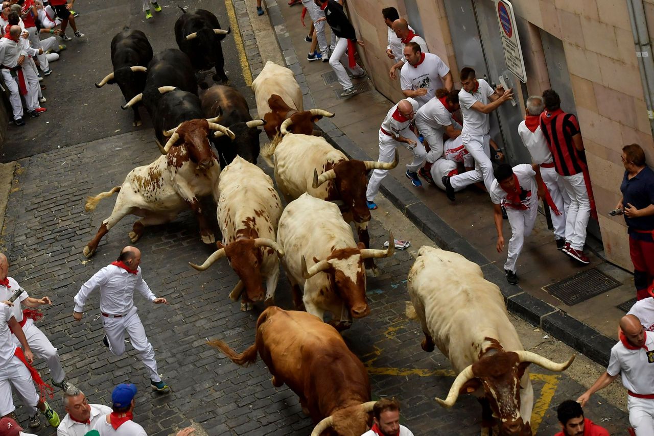2 runners gored racing with bulls at Pamplona's festival