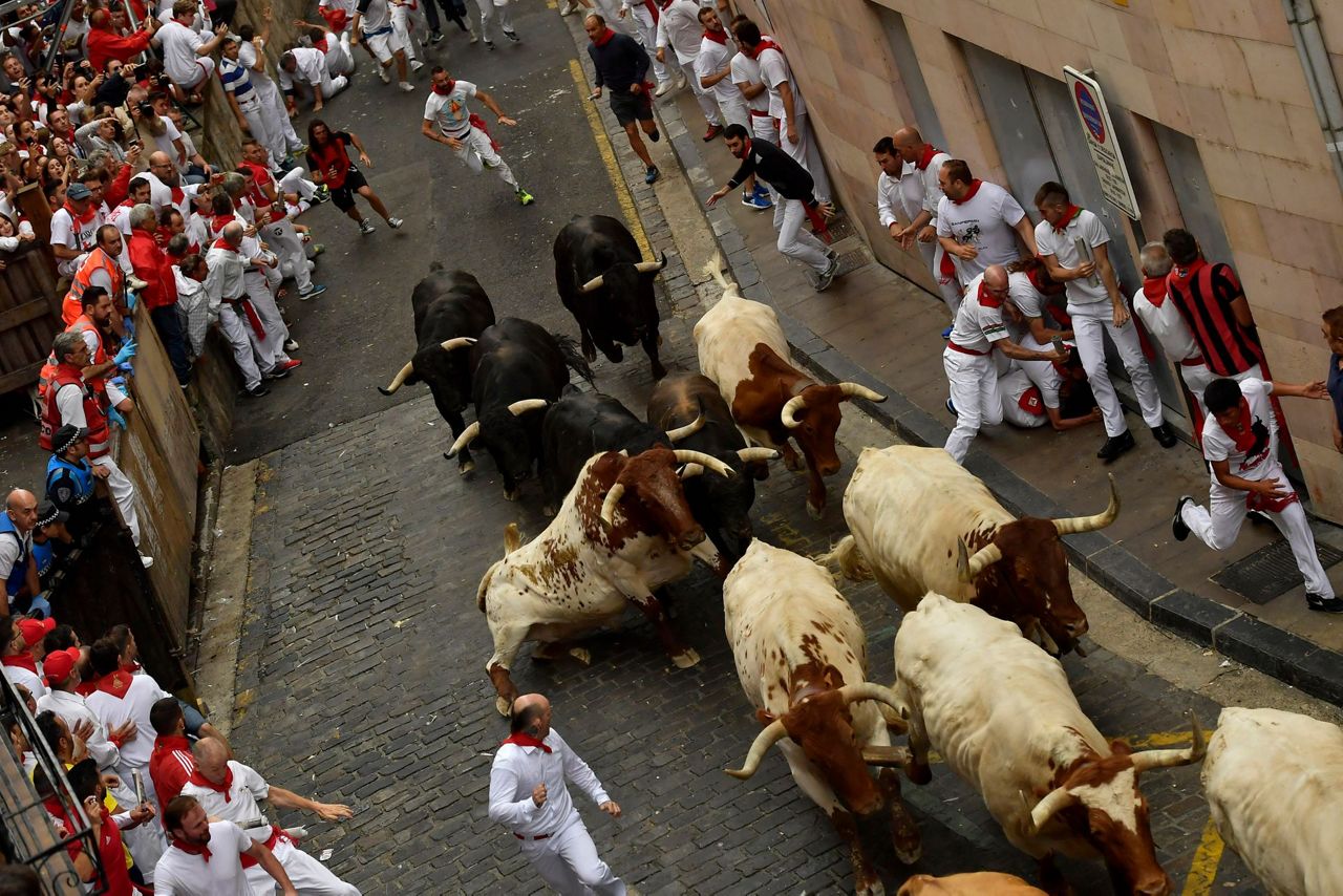 2 runners gored racing with bulls at Pamplona's festival