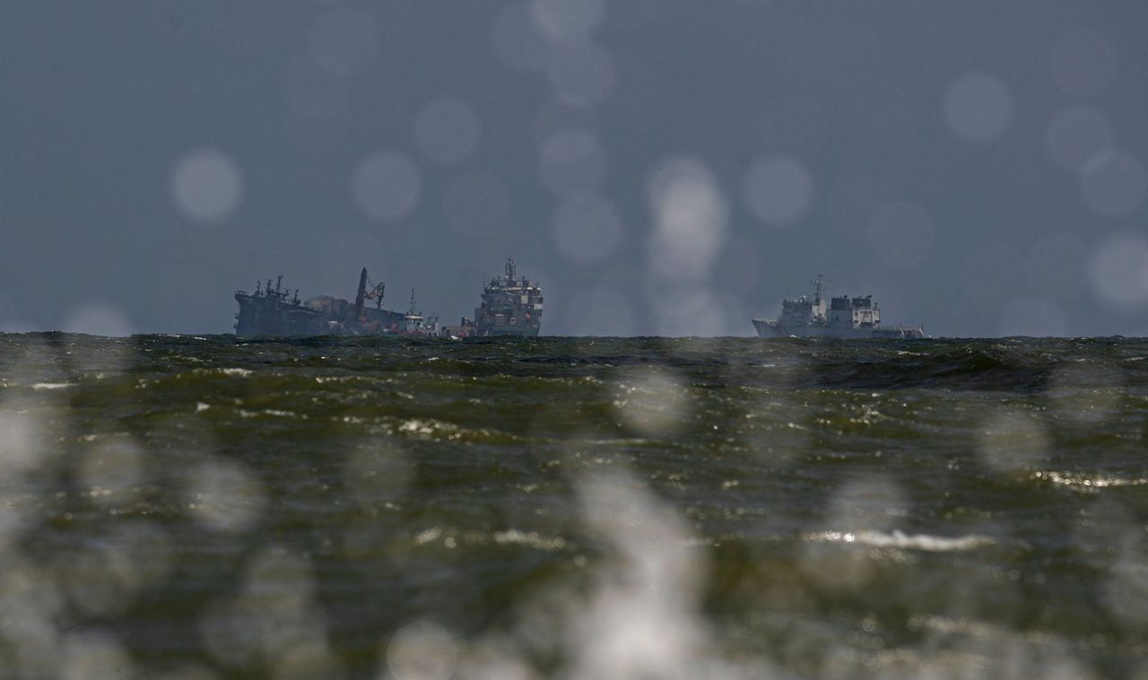 Fire-stricken container vessel sinking off Sri Lanka port