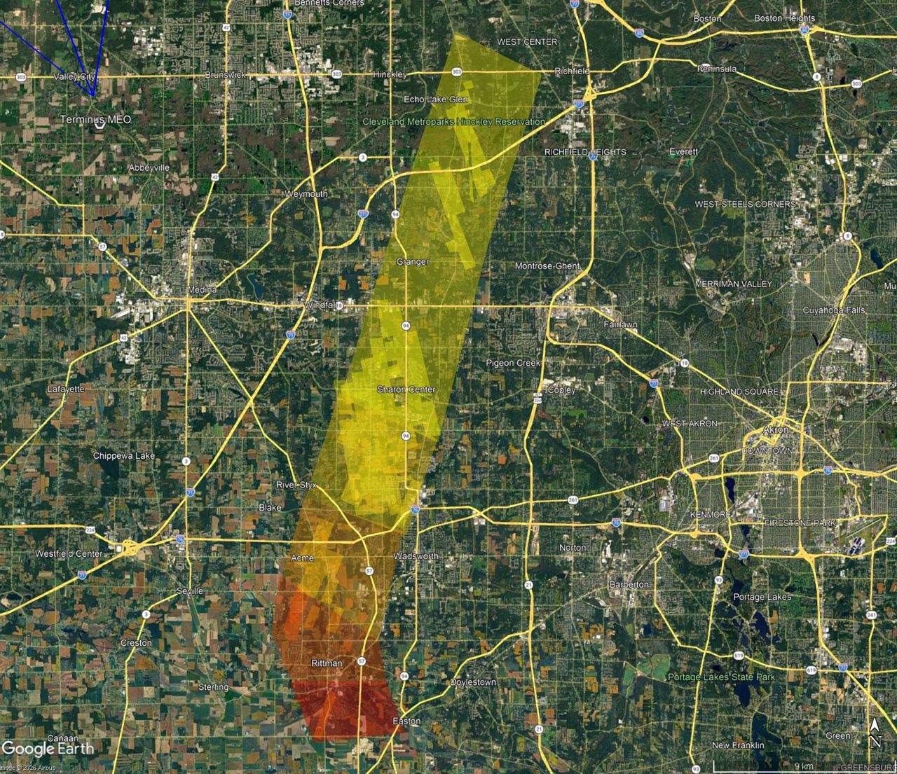 NASA map highlights meteorite strewn field