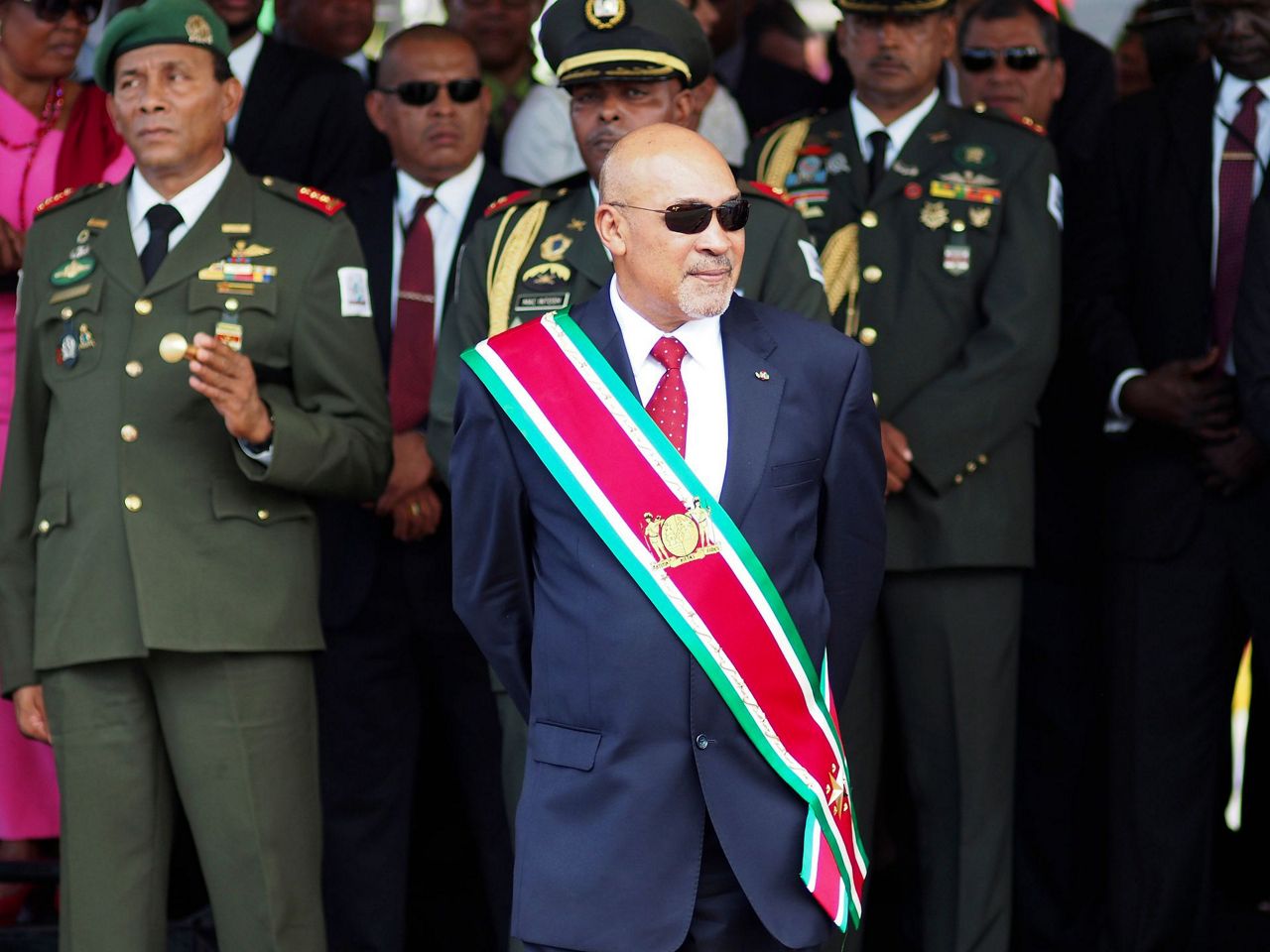 Supporters greet Suriname president after conviction