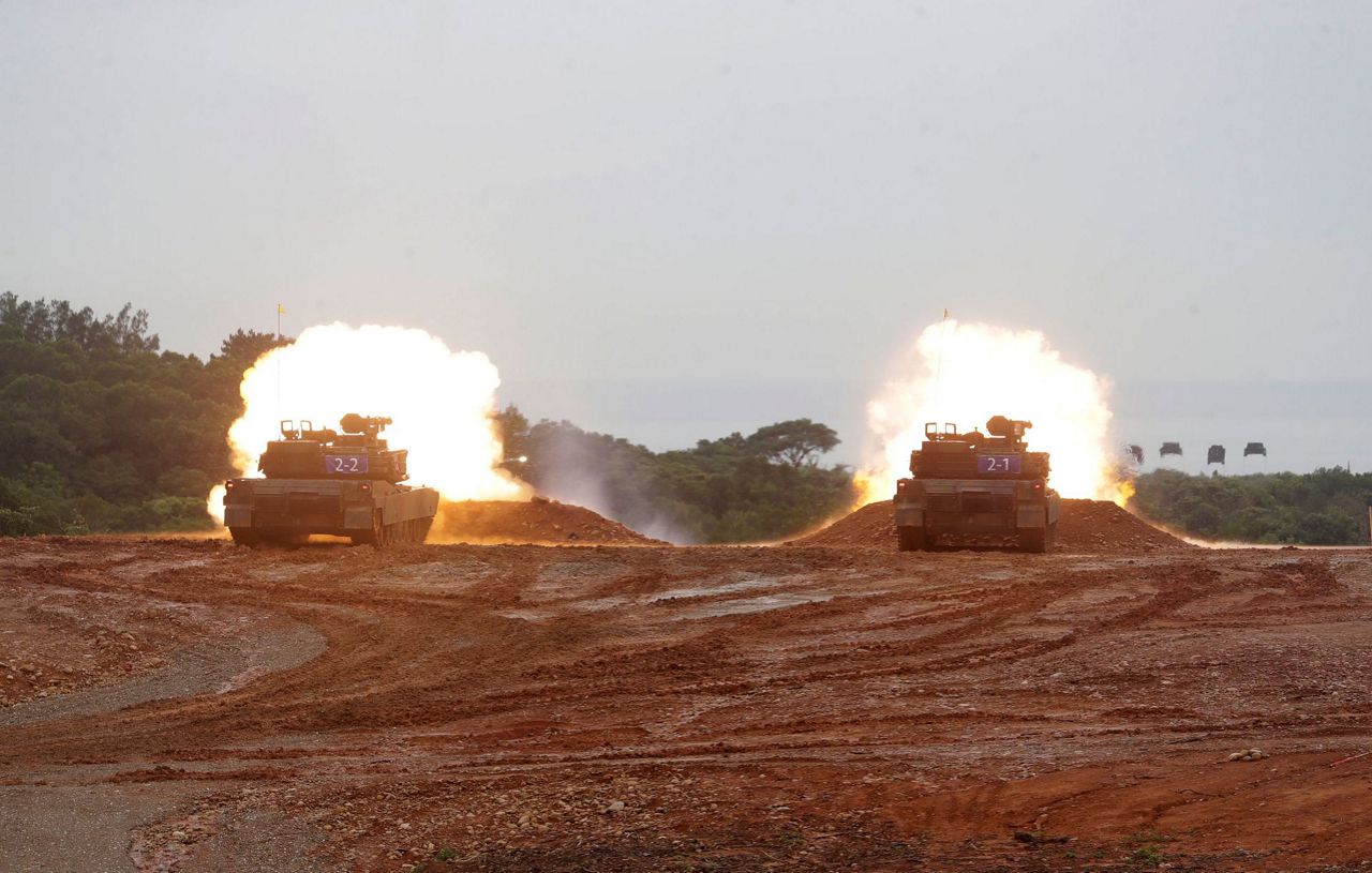 Taiwan's president watches live-fire drills with new US-made tanks
