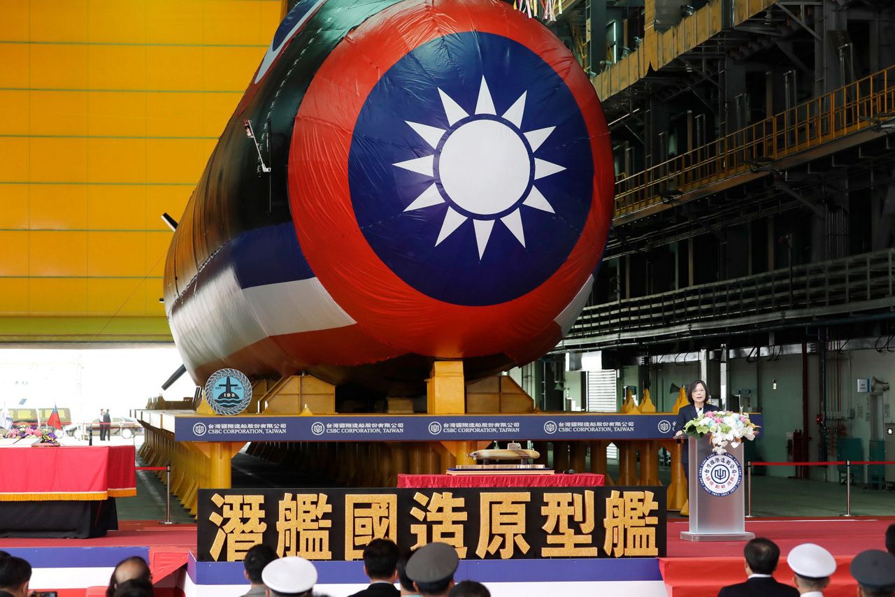 Taiwan launches the island's first domestically made submarine for testing