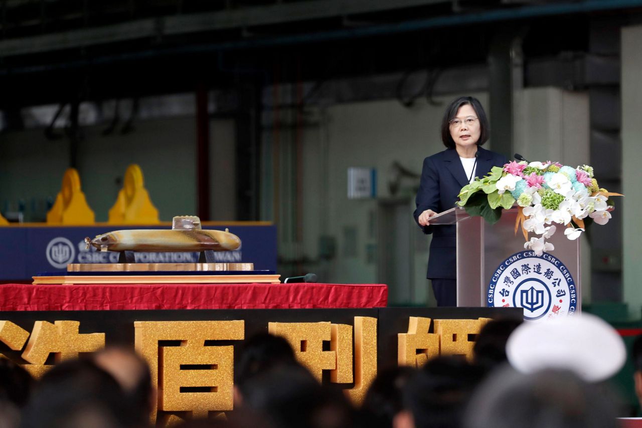 Taiwan launches the island's first domestically made submarine for testing