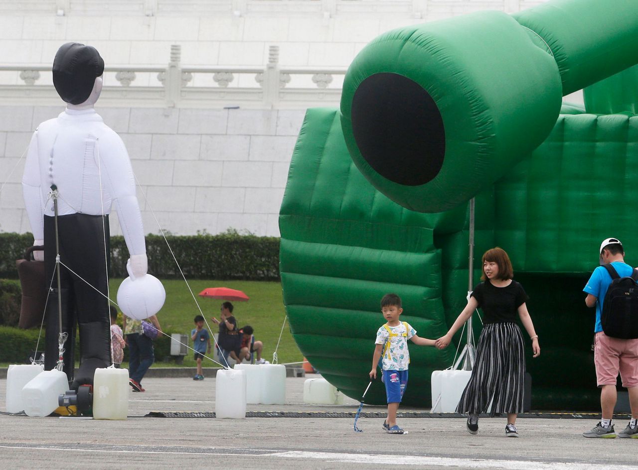 Inflatable 'Tank Man' in Taiwan marks Tiananmen protests