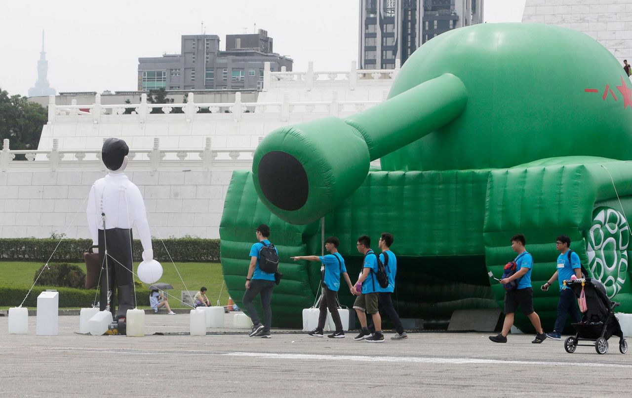 Inflatable 'Tank Man' in Taiwan marks Tiananmen protests