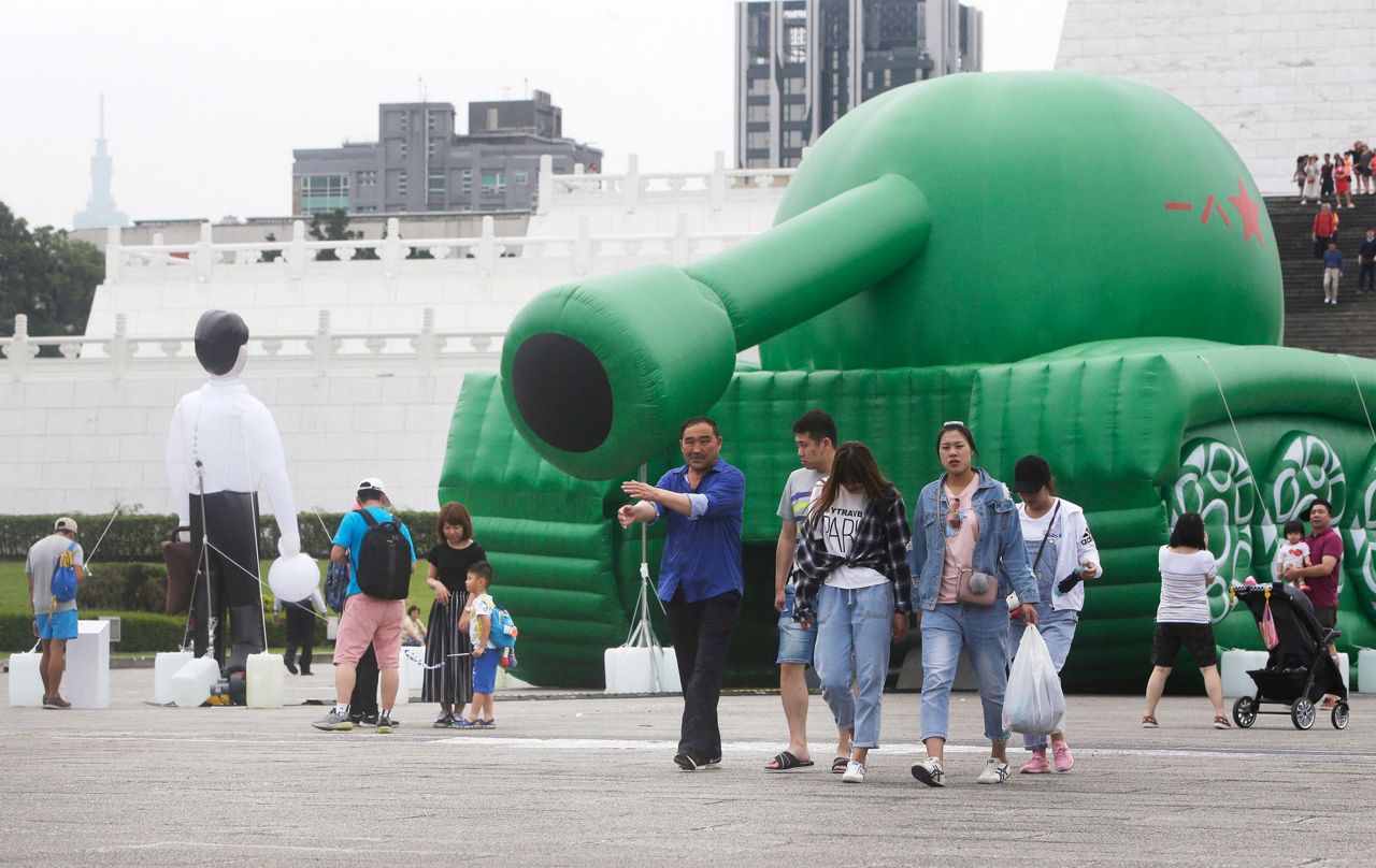 Inflatable 'Tank Man' in Taiwan marks Tiananmen protests