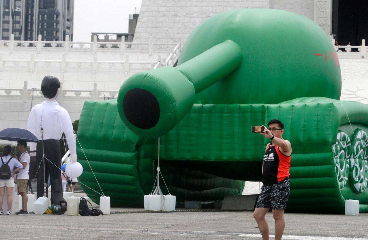 Inflatable 'Tank Man' in Taiwan marks Tiananmen protests