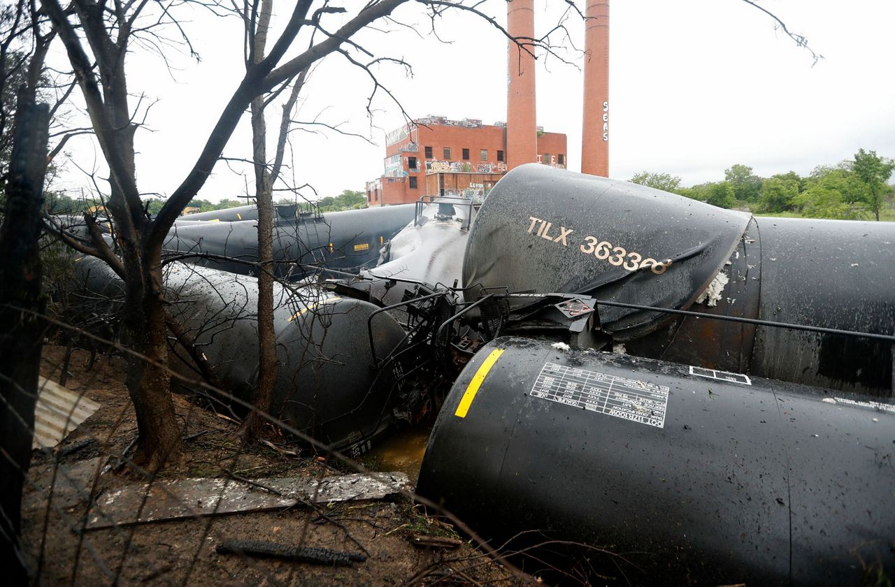 Train cars carrying ethanol catch fire in Texas derailment