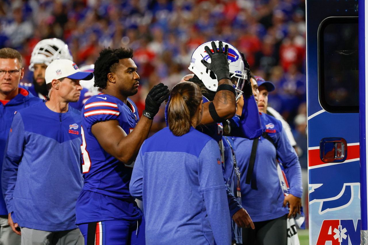 Bills' Dane Jackson driven away in ambulance after hit