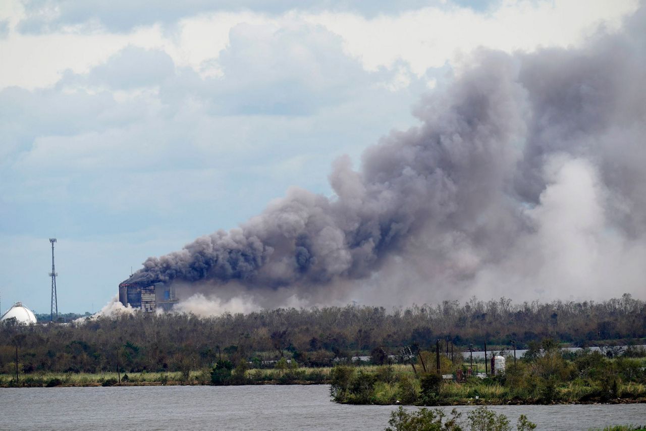 Chlorine plant fire has residents sheltering after hurricane