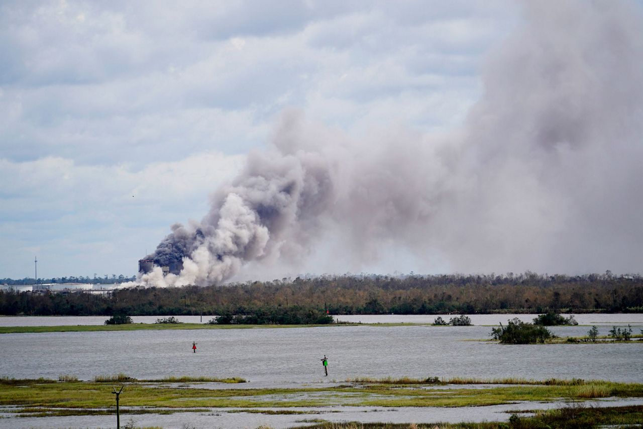 Chlorine plant fire has residents sheltering after hurricane
