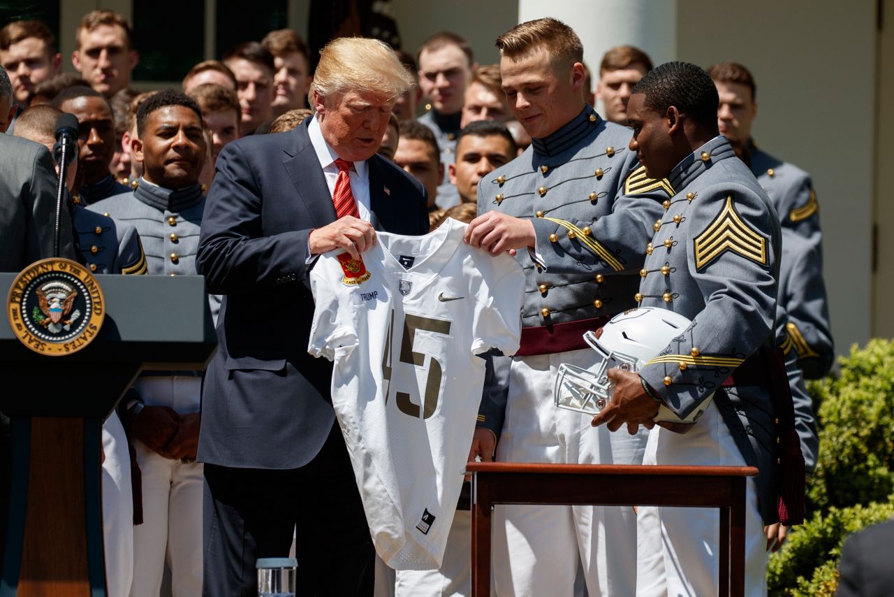 Trump honors Army's football team, jokes about space force