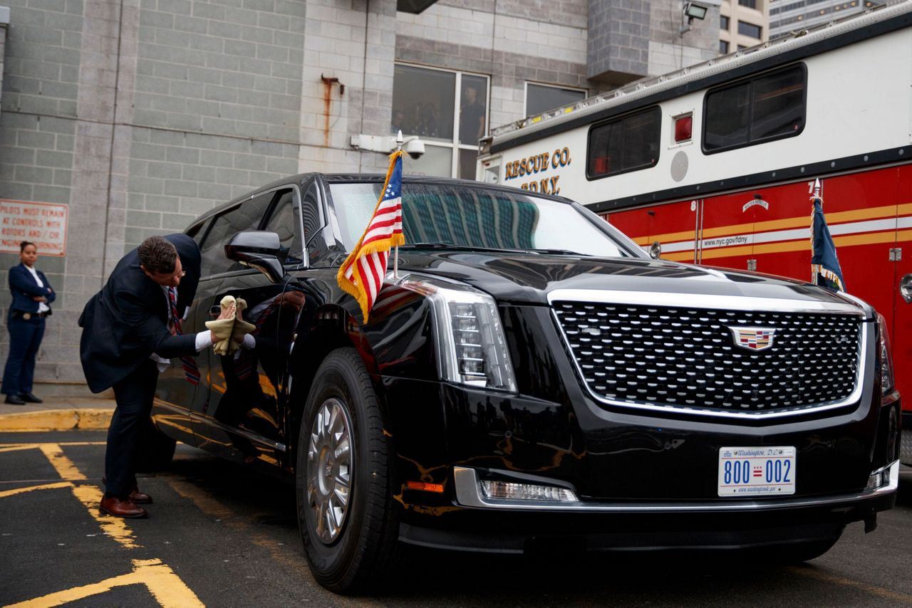 Trump riding in sleeker version of 'Beast' presidential limo