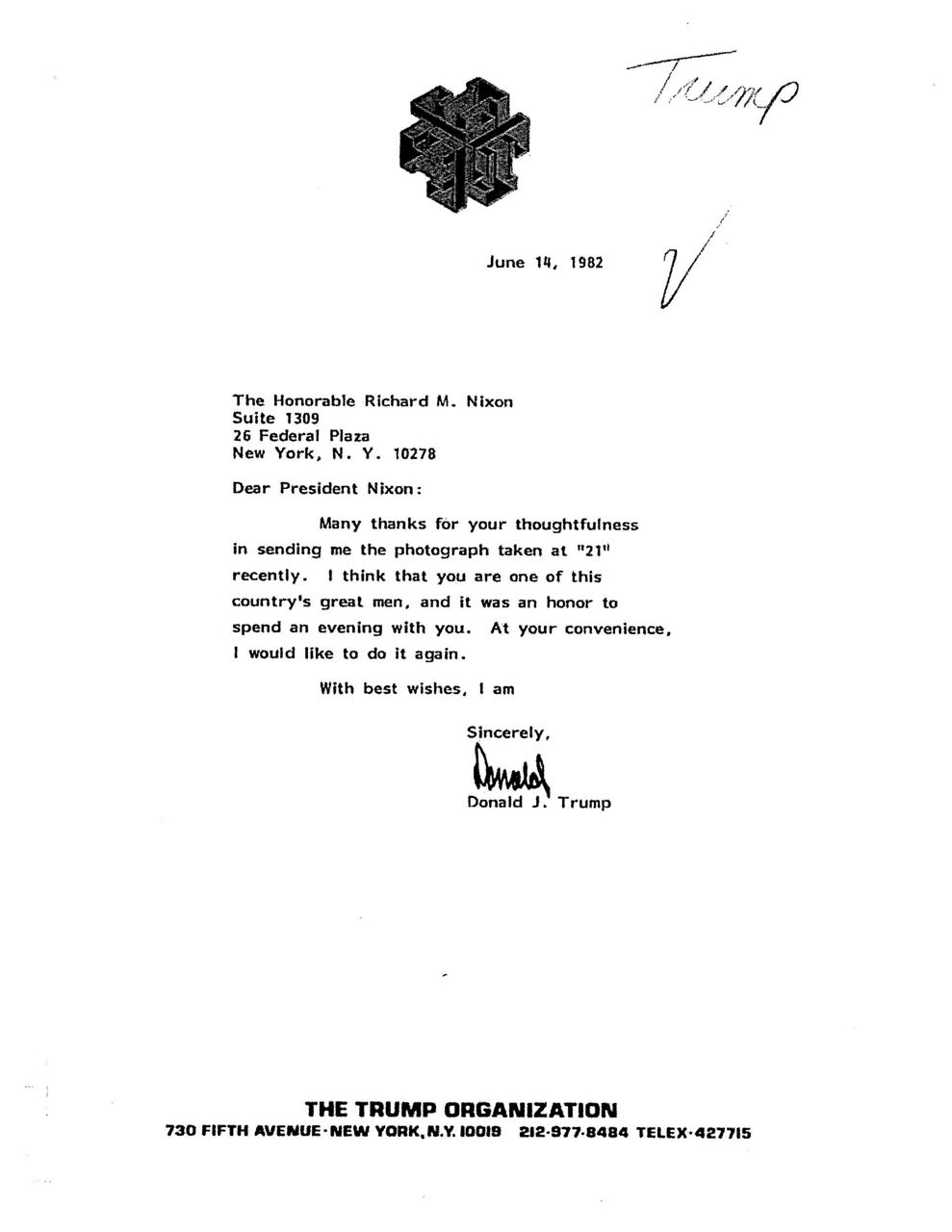 Dear Donald, Dear Mr. President: A Trump-Nixon '80s tale