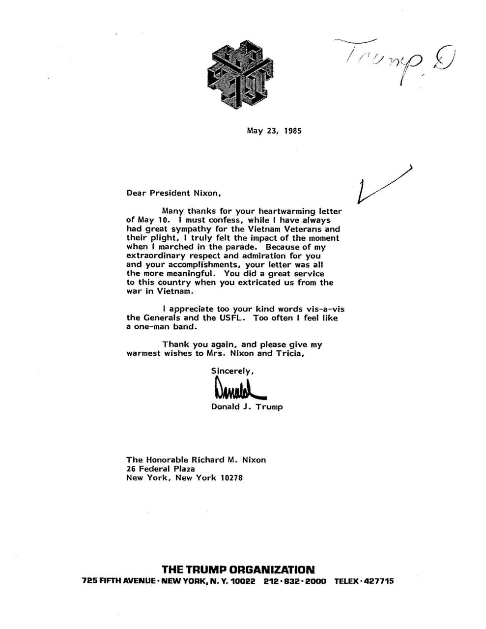 Dear Donald, Dear Mr. President: A Trump-Nixon '80s tale
