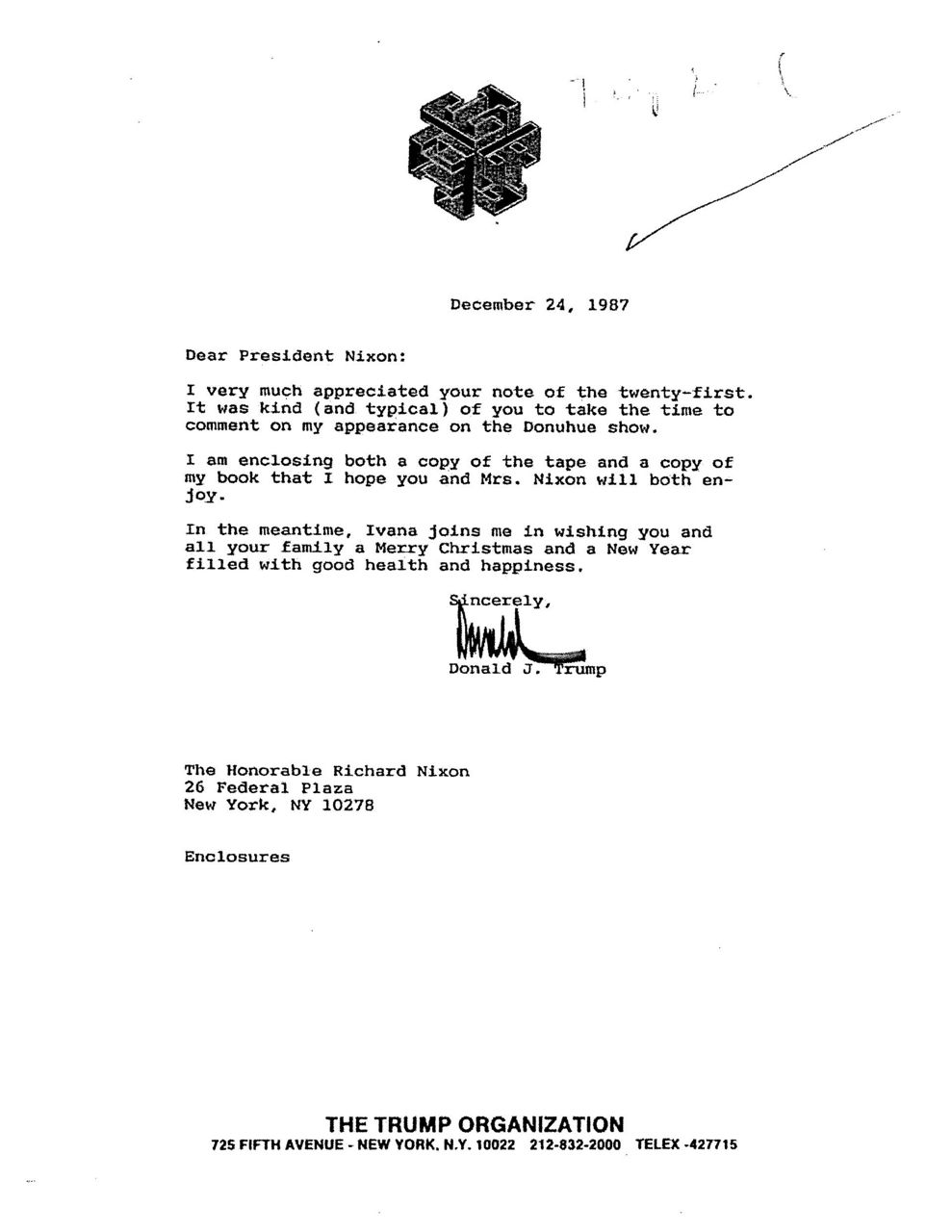 Dear Donald, Dear Mr. President: A Trump-Nixon '80s tale