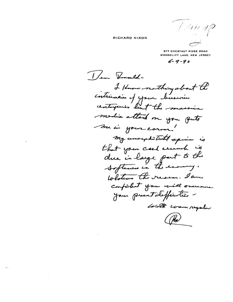 Dear Donald, Dear Mr. President: A Trump-Nixon '80s tale