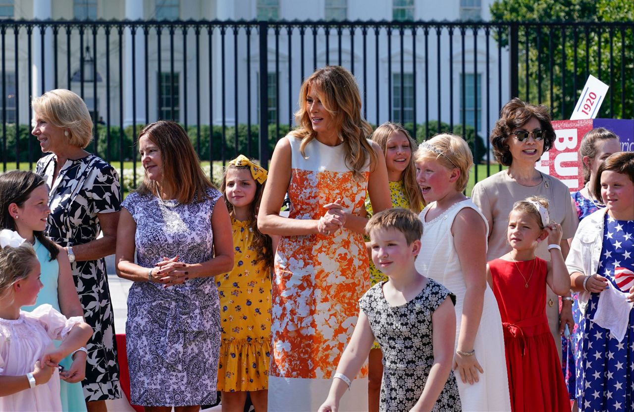 First lady opens student art exhibit on women's suffrage