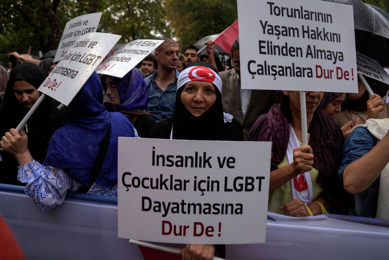 Anti-LGBTQ protest in Turkey backs protecting family values