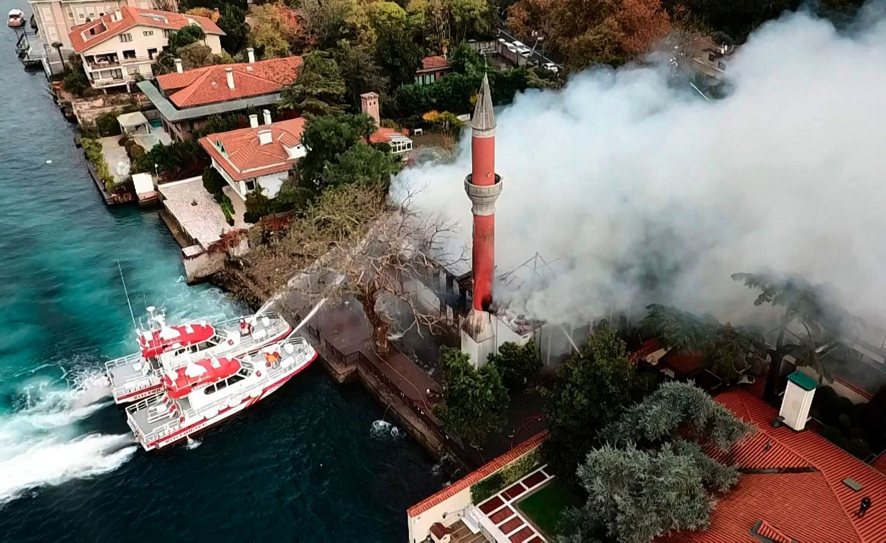 Fire damages historic mosque on Istanbul's Bosporus Strait