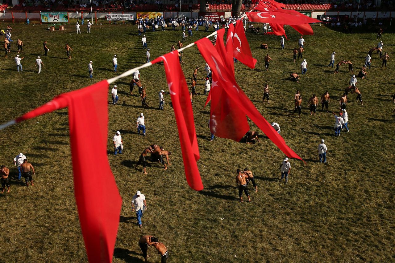 AP PHOTOS: Oil wrestling festival returns in Turkey