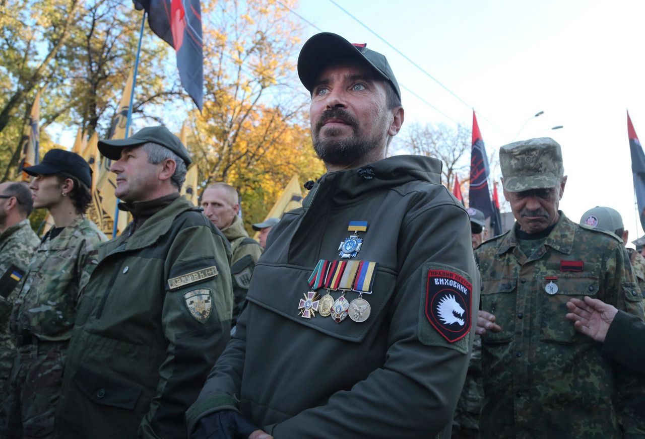 Ukrainian nationalists honor WWII-era paramilitary group