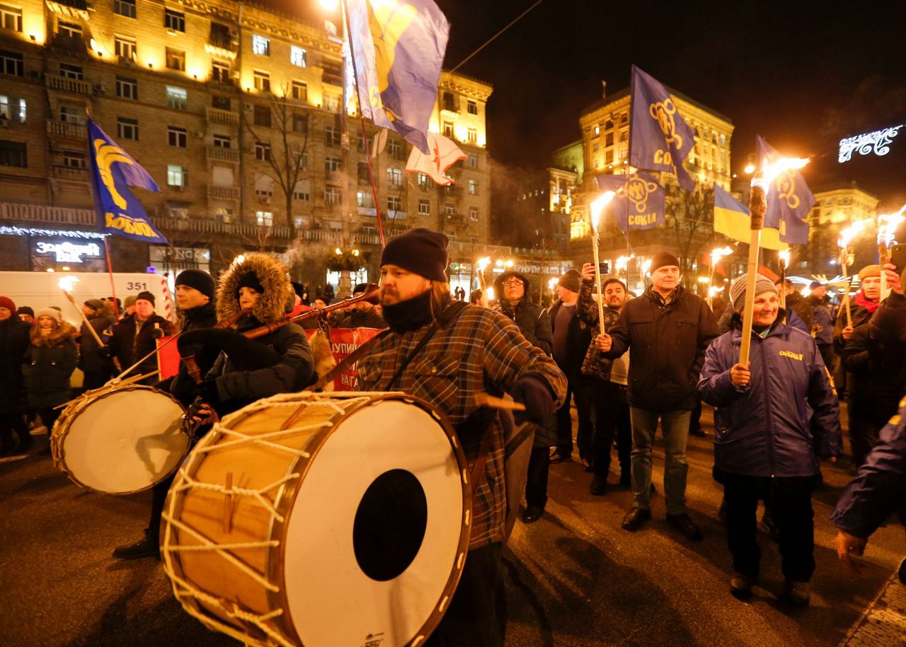 Torchlight parade in Kyiv honors Nazi-linked nationalist