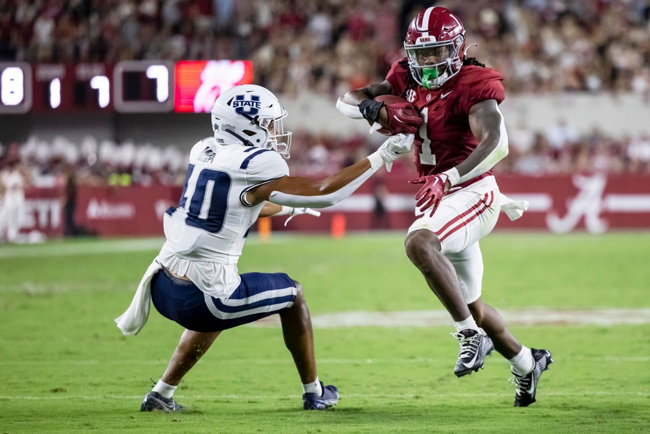 Young gets 6 TDs, No. 1 Alabama routs Utah State 55-0
