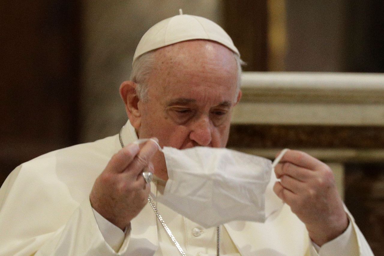"We're working on it:" Pope's COVID advisors and the mask