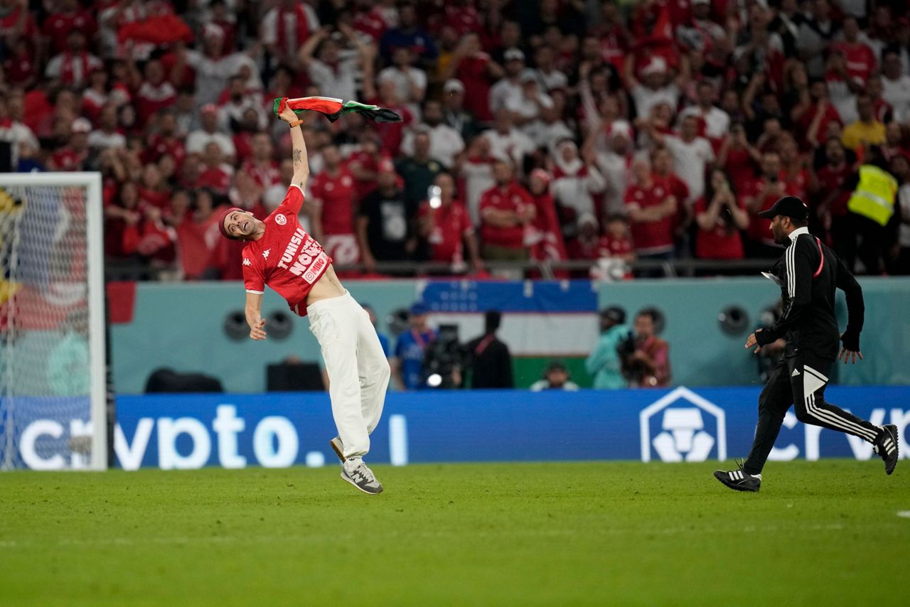 Man runs onto field during Tunisia-France match at World Cup