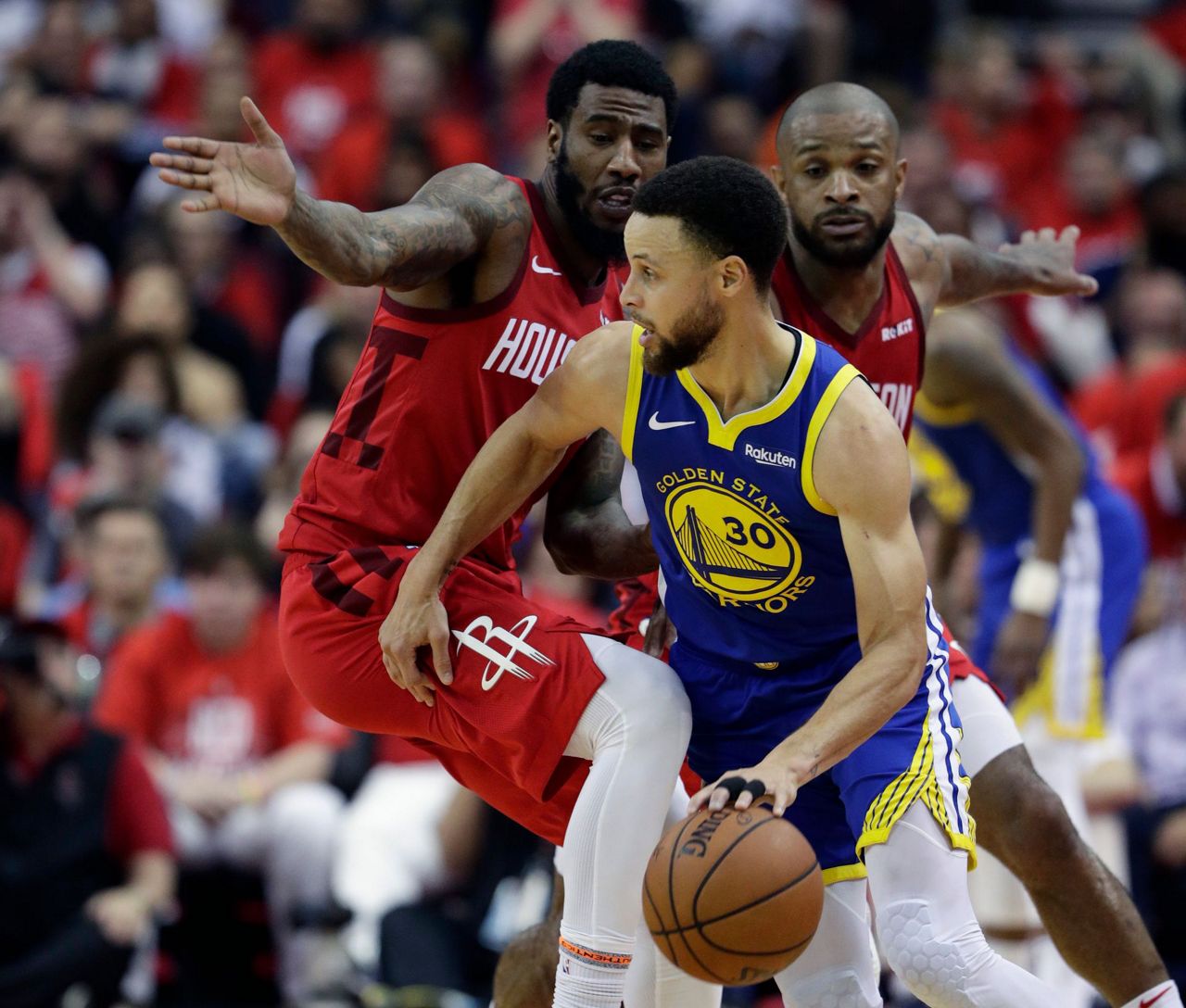 Curry, short-handed Warriors knock out Rockets in Game 6