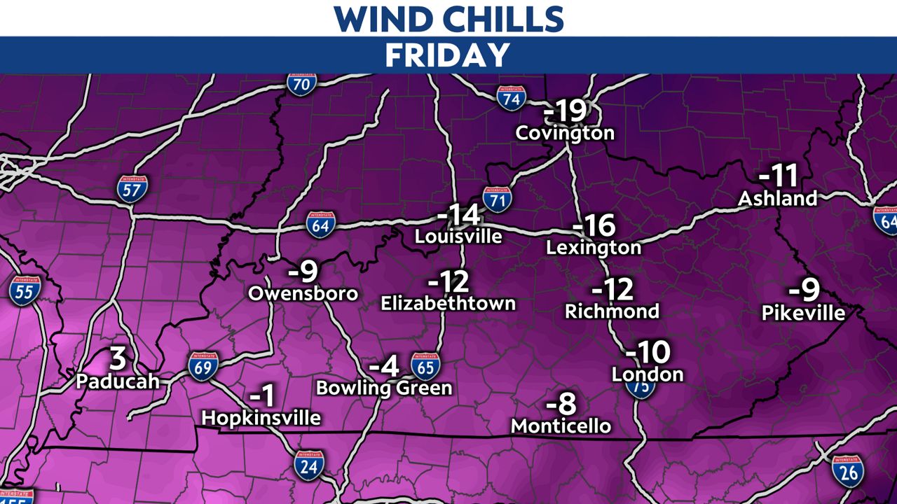 Bitter cold and strong winds move into Kentucky