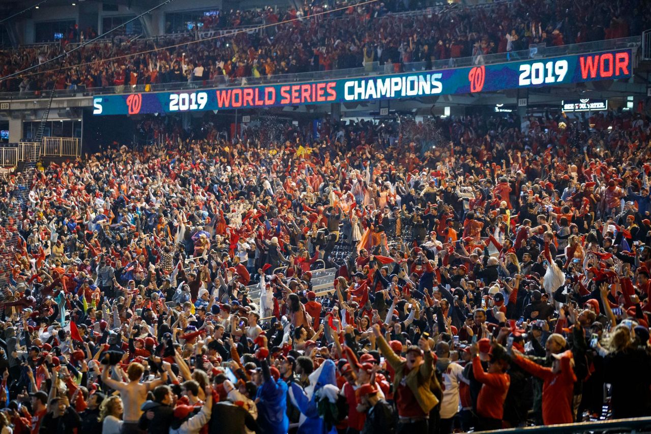 Nats fans celebrate win without climbing the light poles