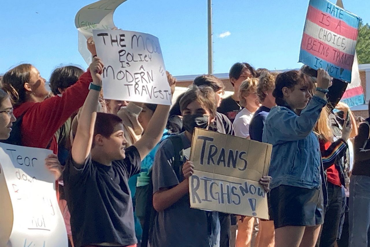 Virginia students protest Youngkin transgender policies