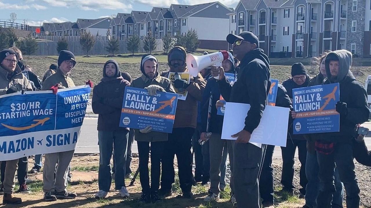 Amazon Air Hub workers rally in support of union