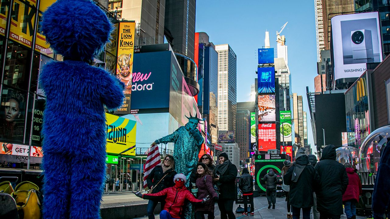 Times Square Characters Head to Rock Center for the Holidays NY1